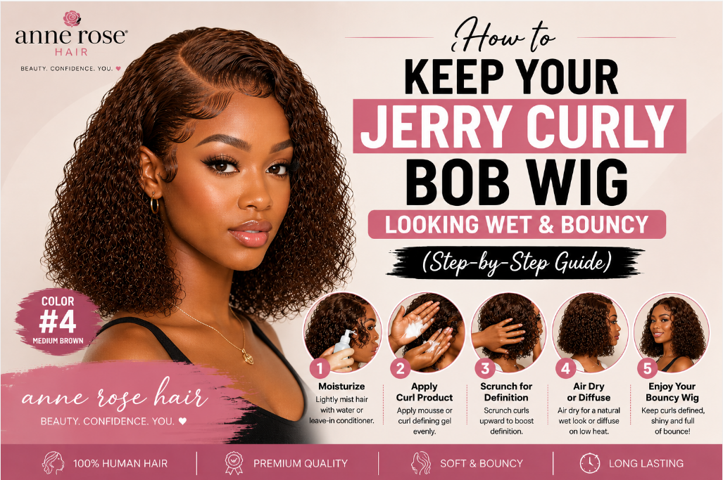 How to Keep Your Jerry Curly Bob Wig Looking Wet and Bouncy (Step-by-S ...